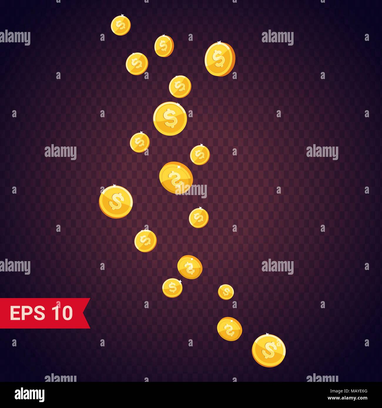 Coins falling vector illustration. Abstract coins dropping golden rain ...