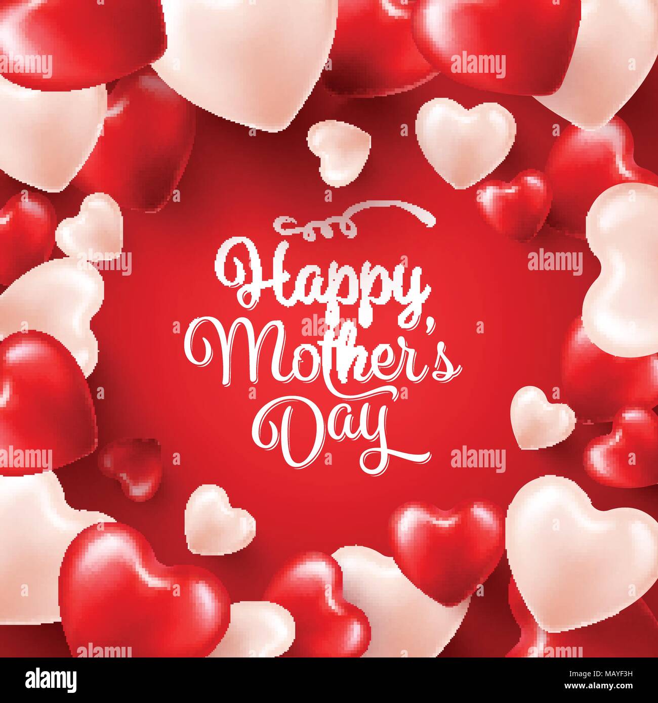 Mothers day background with red hearts. Greeting card, template with ...