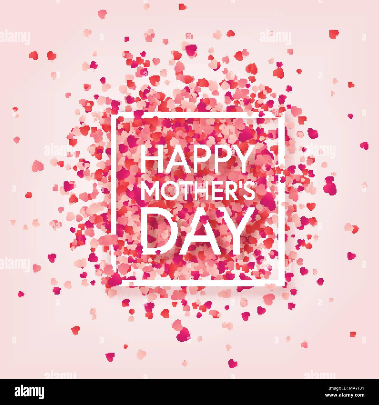 Mothers day background with red hearts. Greeting card, template with ...
