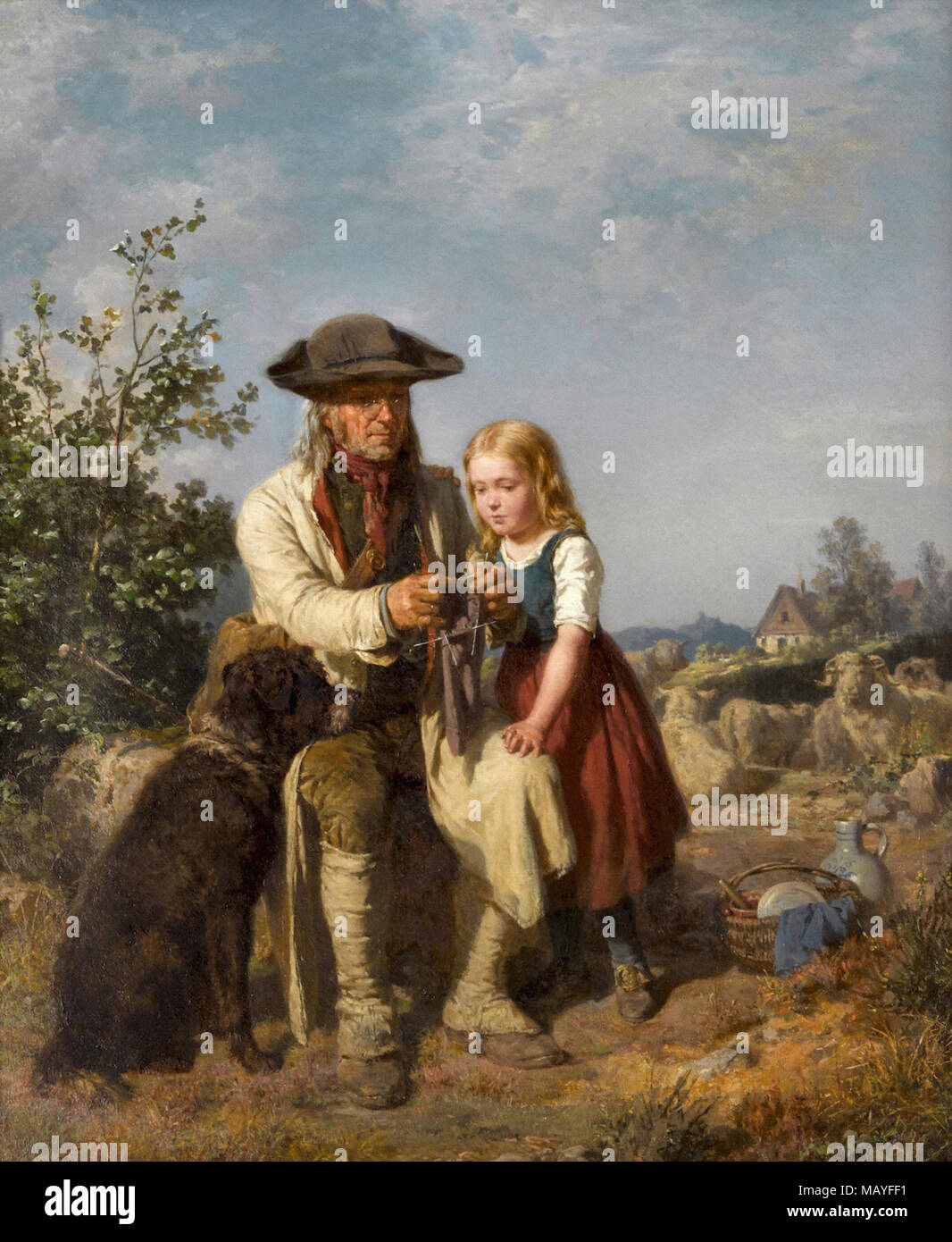 Bosch Ernst - the Old Shepherd and His Granddaughter Stock Photo - Alamy