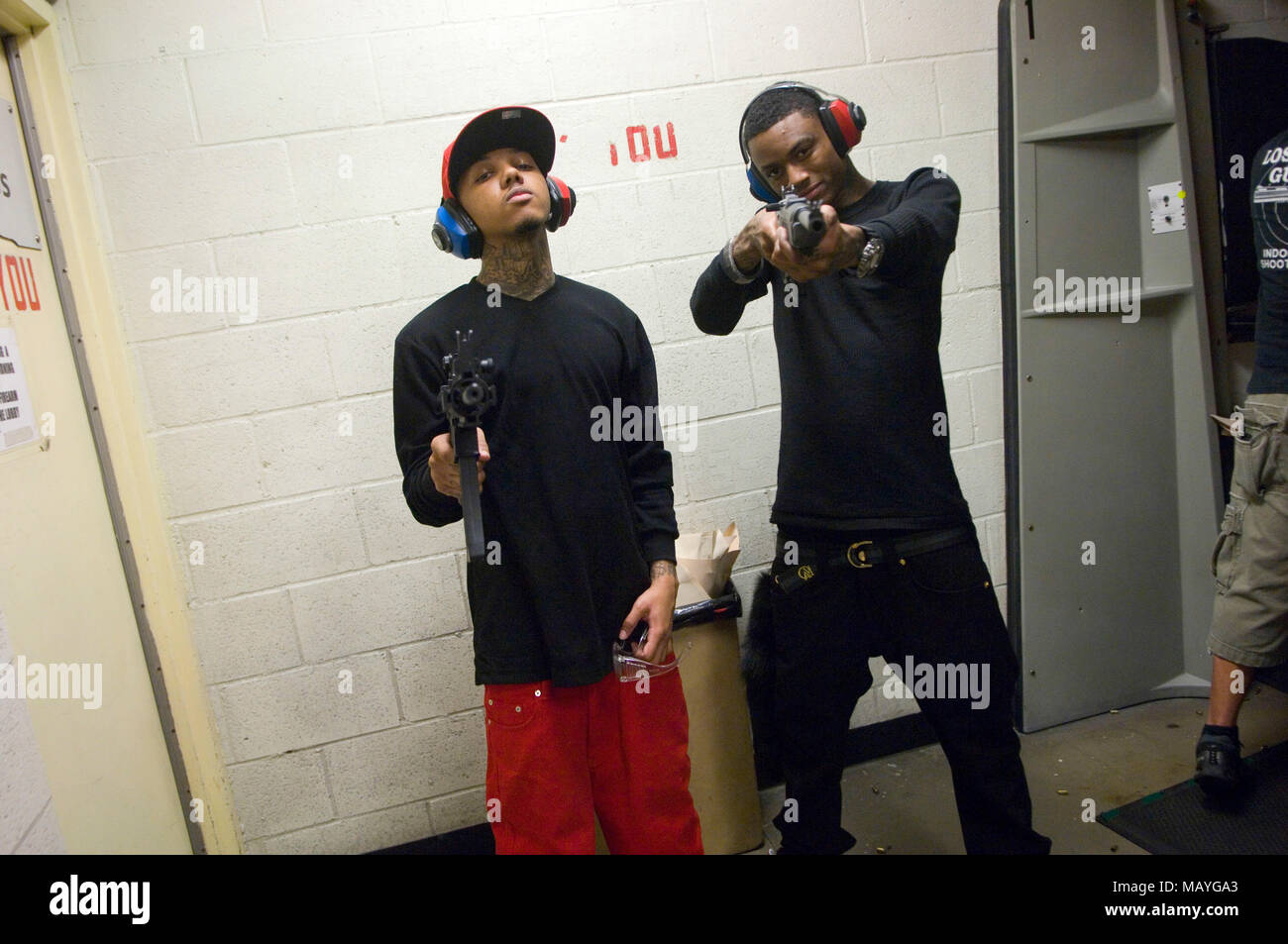 Rappers Deandre Way aka Soulja Boy Tell "Em (r) and Arab (l) portrait ...