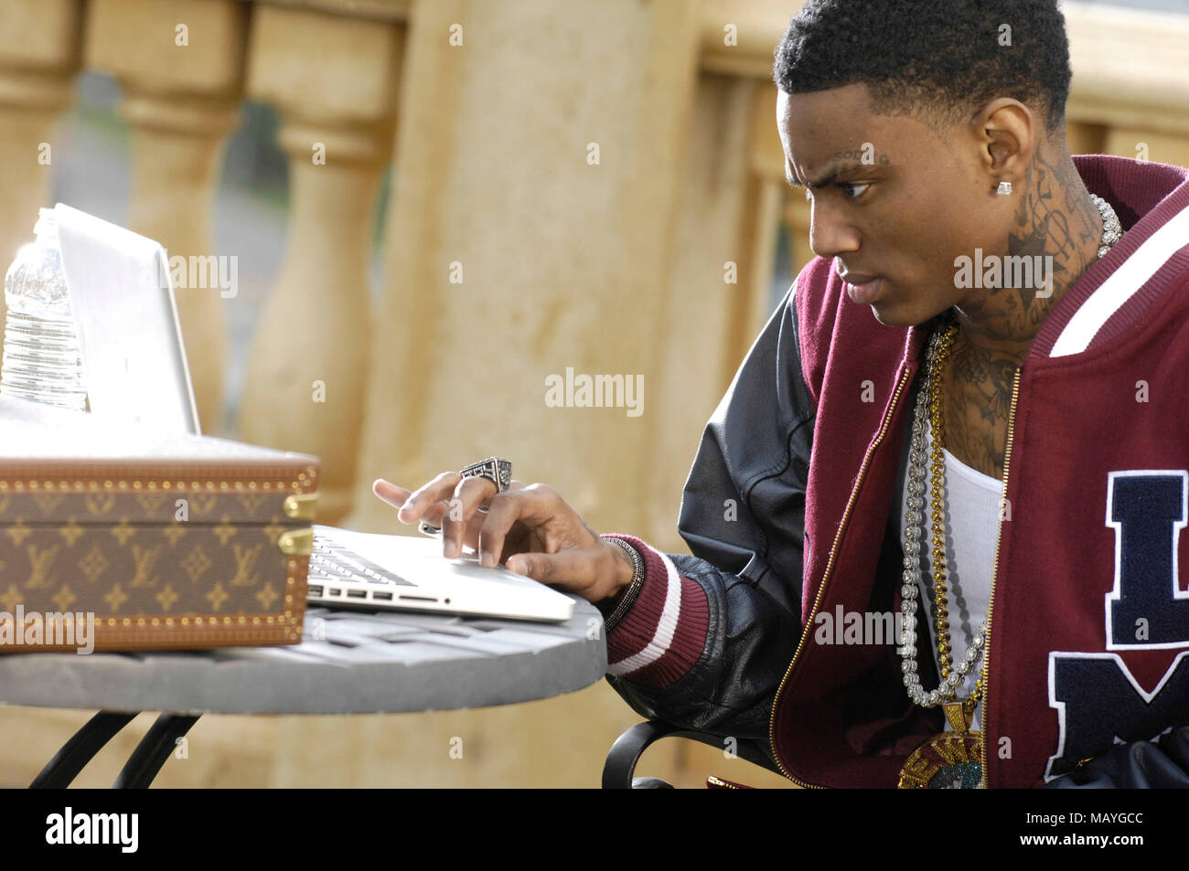 Rapper Deandre Way aka Soulja Boy on set at Soulja Boy Tell 'Em and ...
