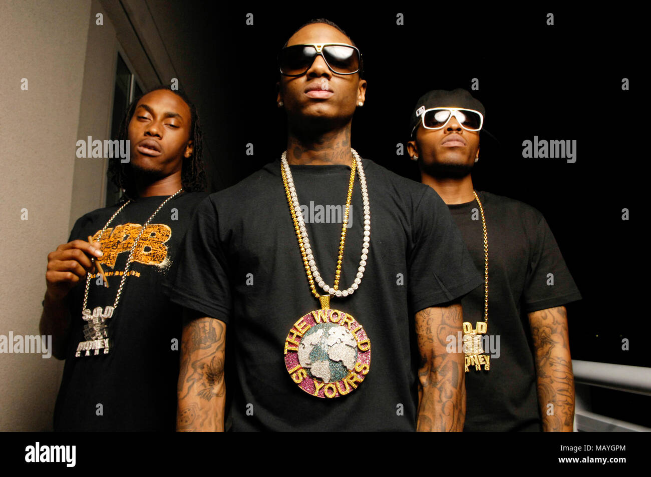 Deandre Way aka Soulja Boy Tell 'Em (c) and JBar (r) portrait on ...