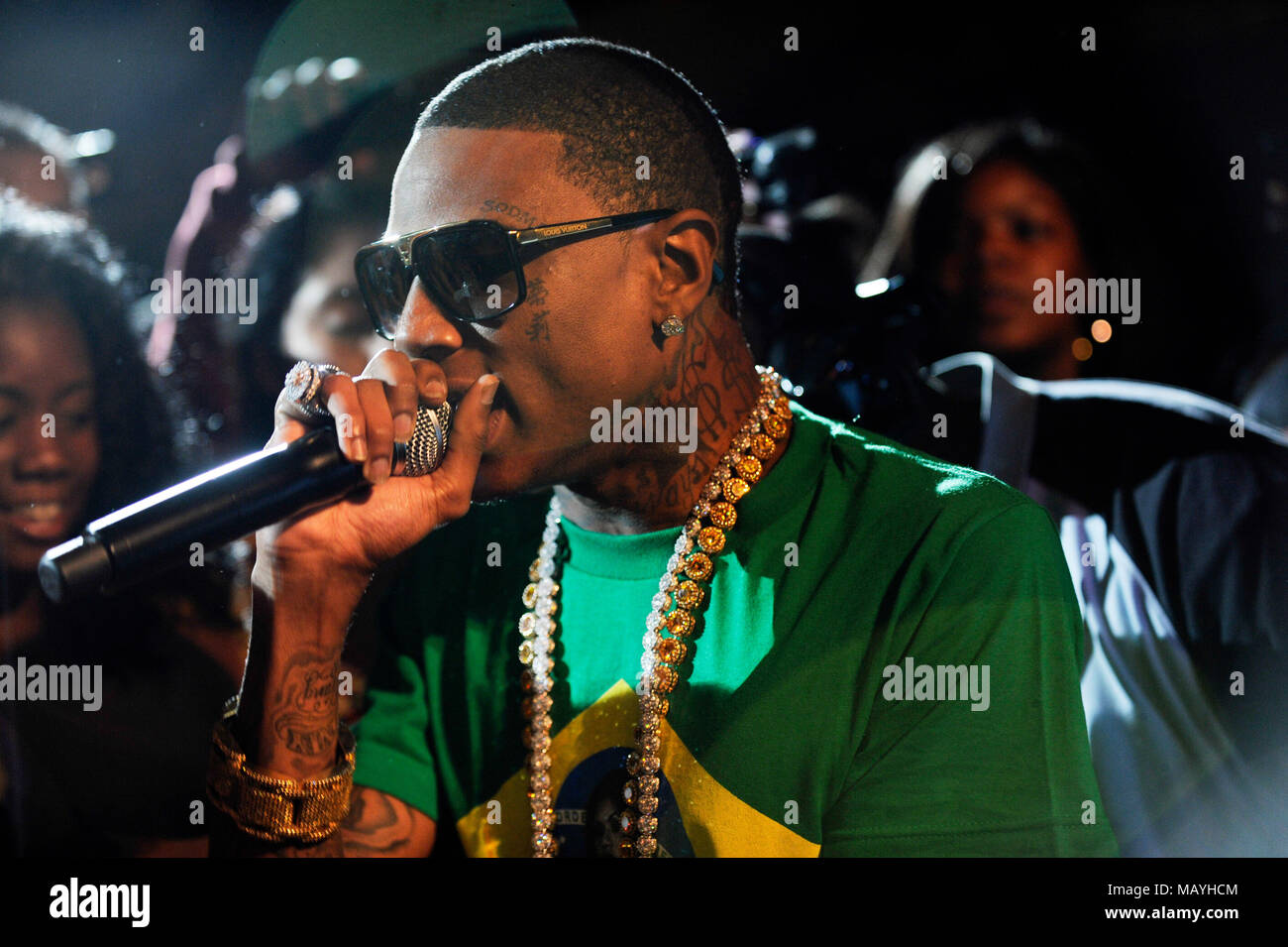 Rapper Deandre Way aka Soulja Boy Tell 'Em performing at the Summer ...