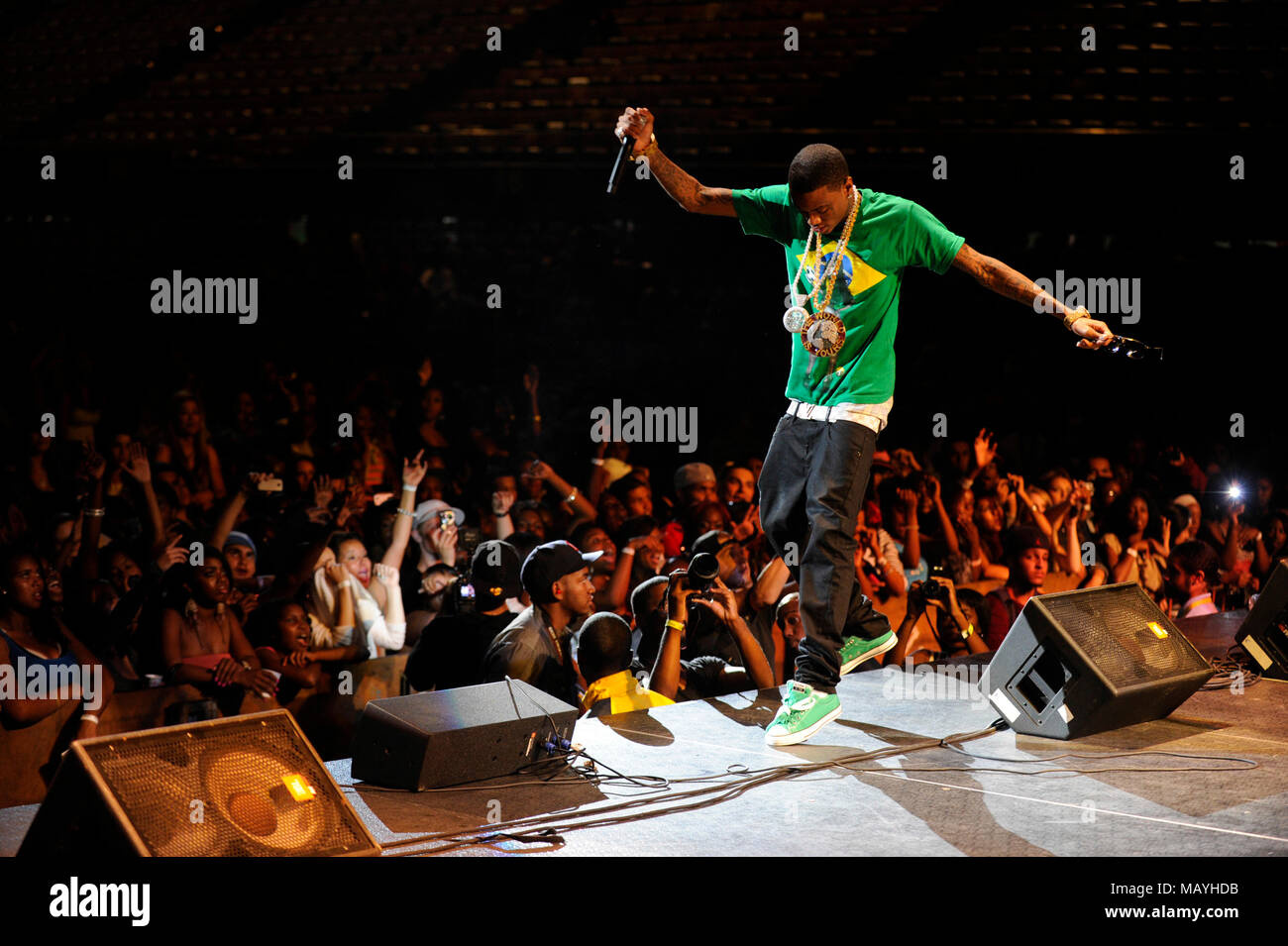Rapper Deandre Way aka Soulja Boy Tell 'Em performing at the Summer ...