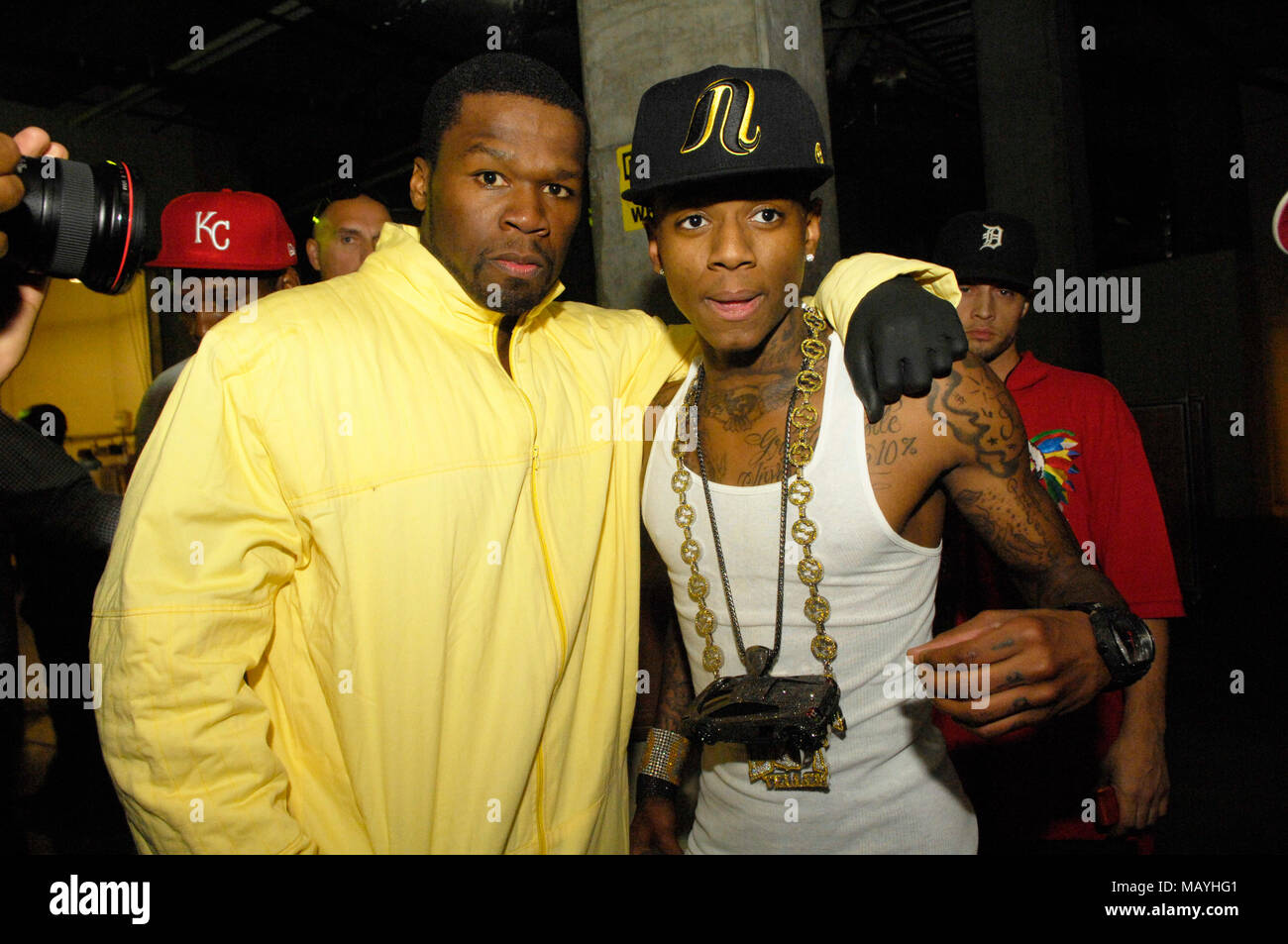 Rapper Curtis "50 Cent" Jackson and Deandre Way aka Soulja Boy Tell 'Em ...