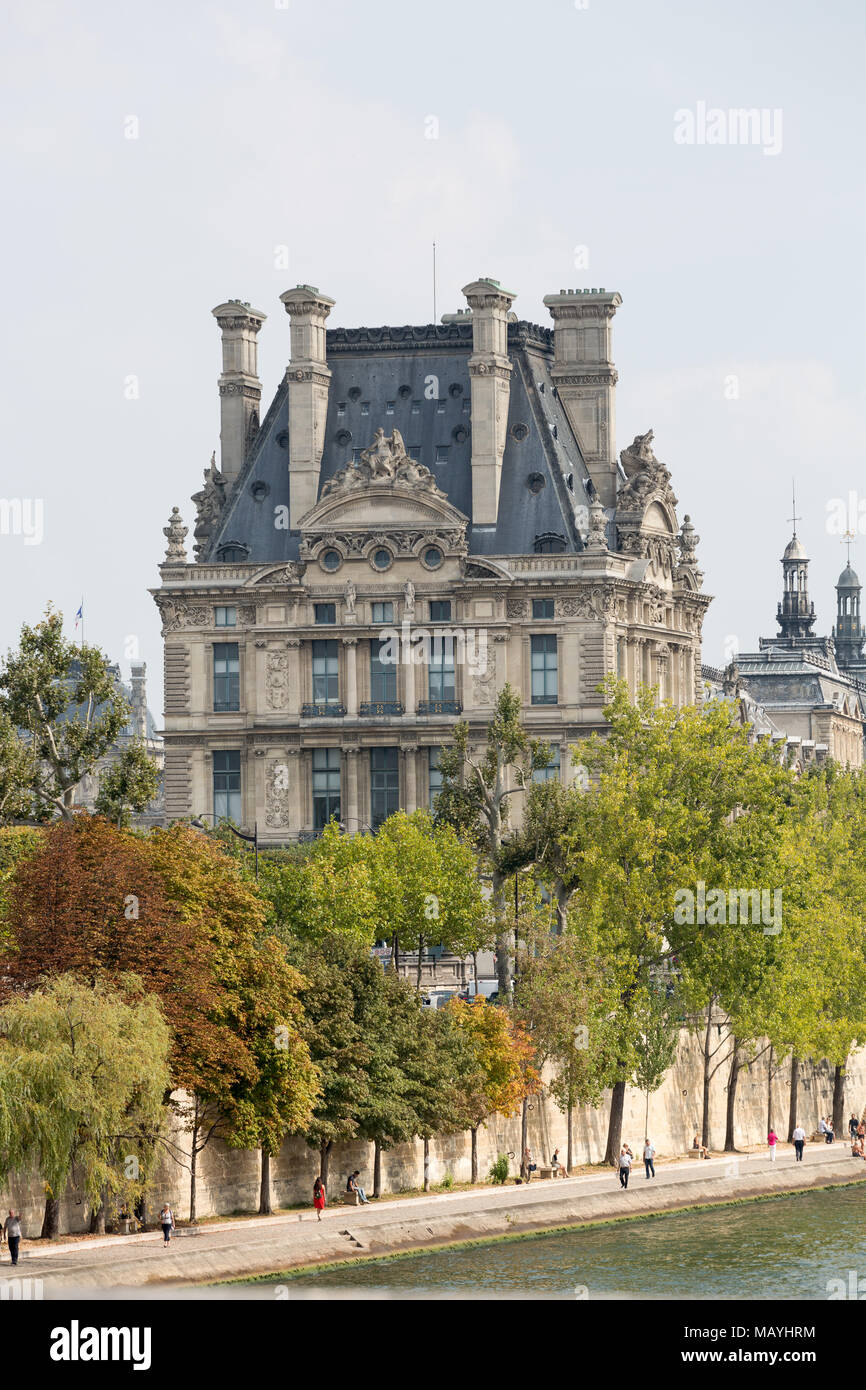 The Louvre and the Seine River in Paris . Louvre is one of the biggest ...