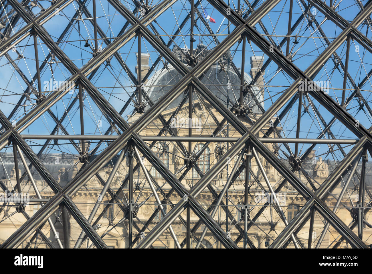 The Glass Pyramid in Louvre Paris, France. It serves as the main ...
