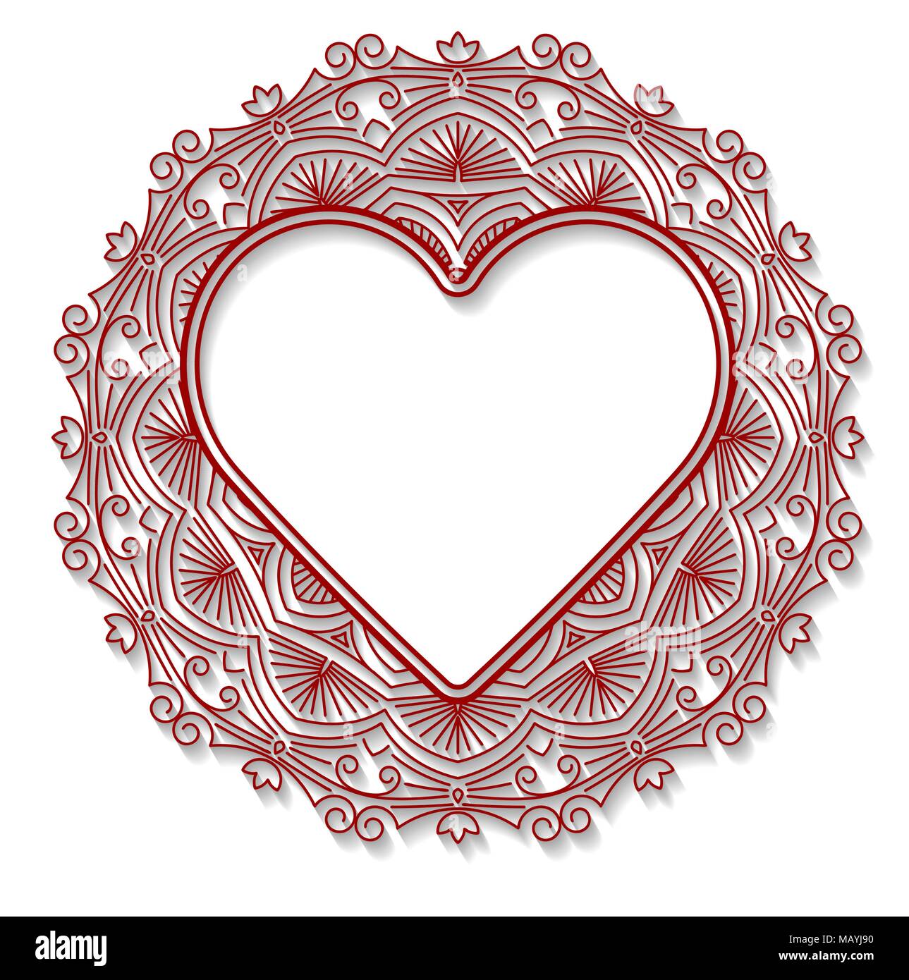 Circle lace ornament, round ornamental geometric doily pattern with ...