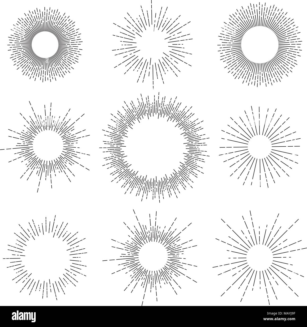 Retro rays vector vectors Black and White Stock Photos & Images - Alamy