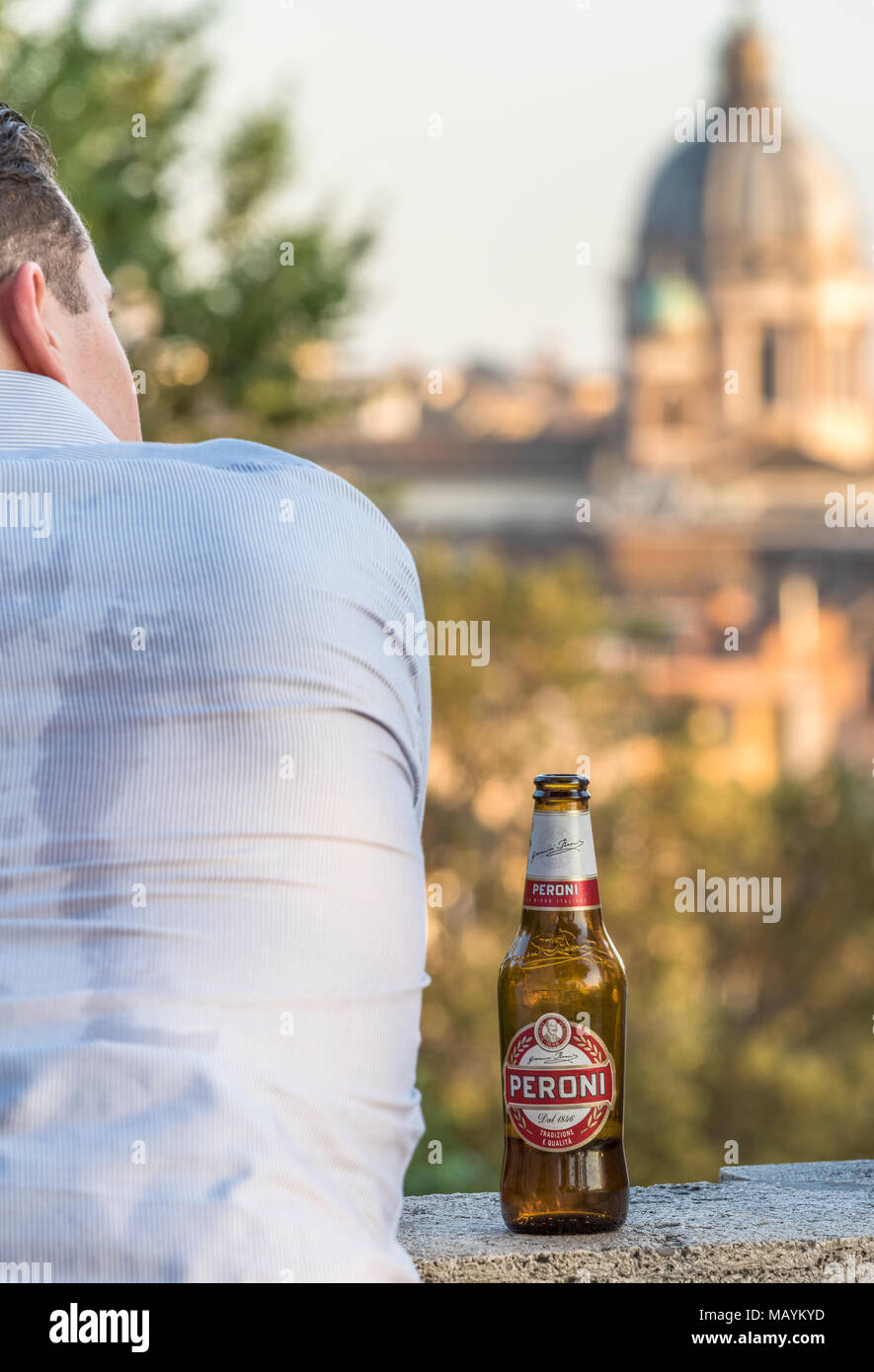 The Man and the Beer at Pincian Hill at sunset Stock Photo - Alamy