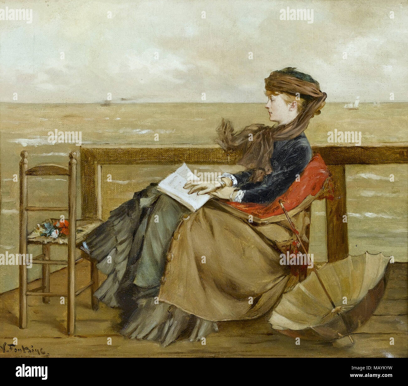 Fontaine Victor - Woman by the Sea Stock Photo - Alamy