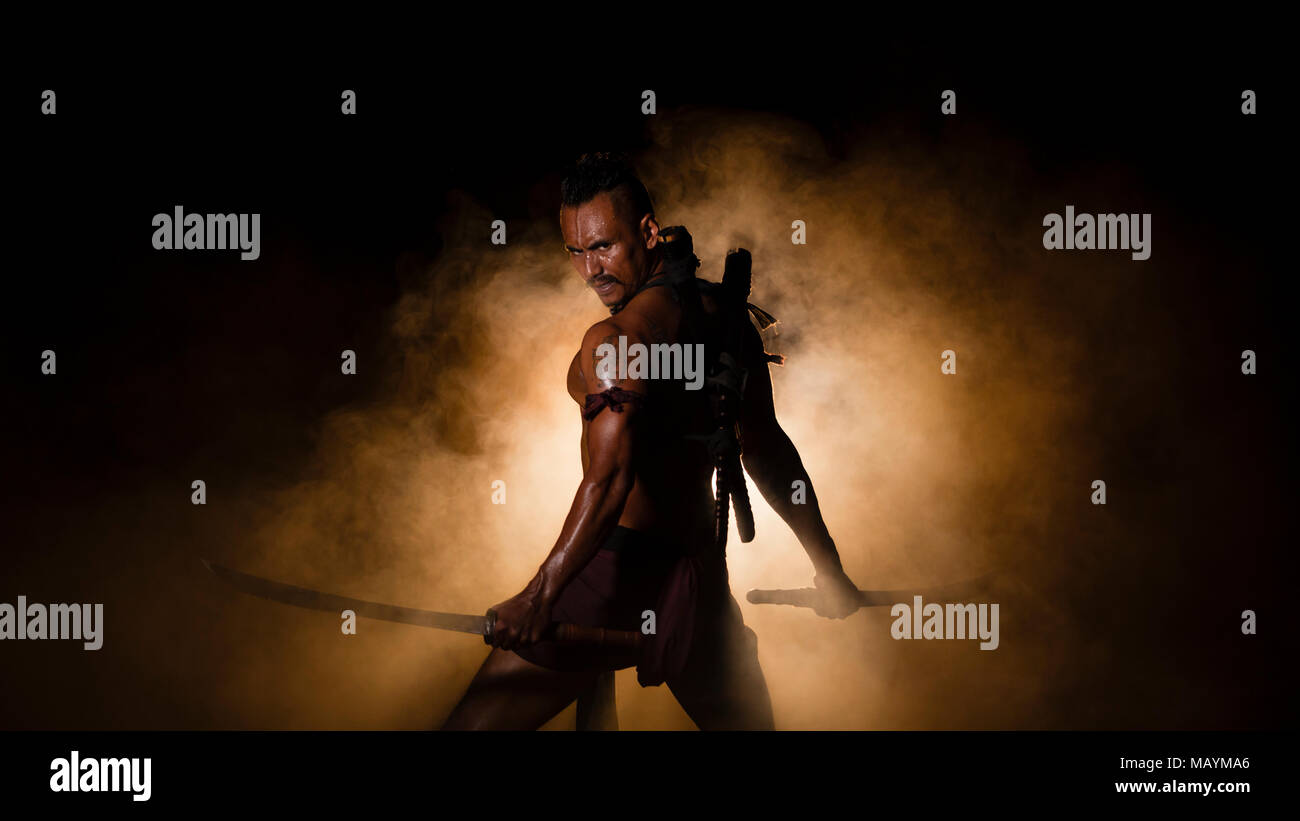 Thailand The warrior man fighting in ancient of Ayutthaya Siam Stock ...