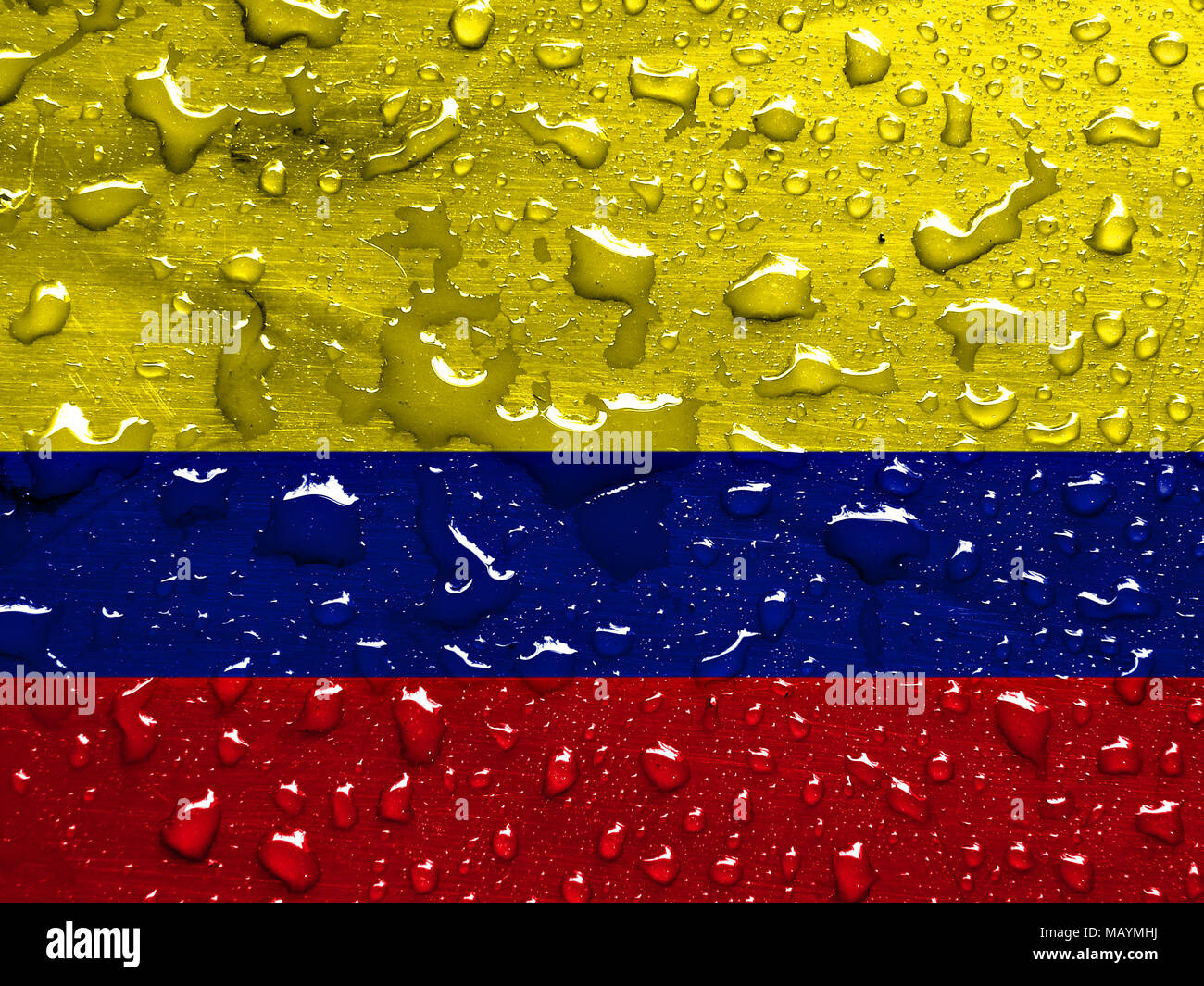 flag of Colombia with rain drops Stock Photo - Alamy