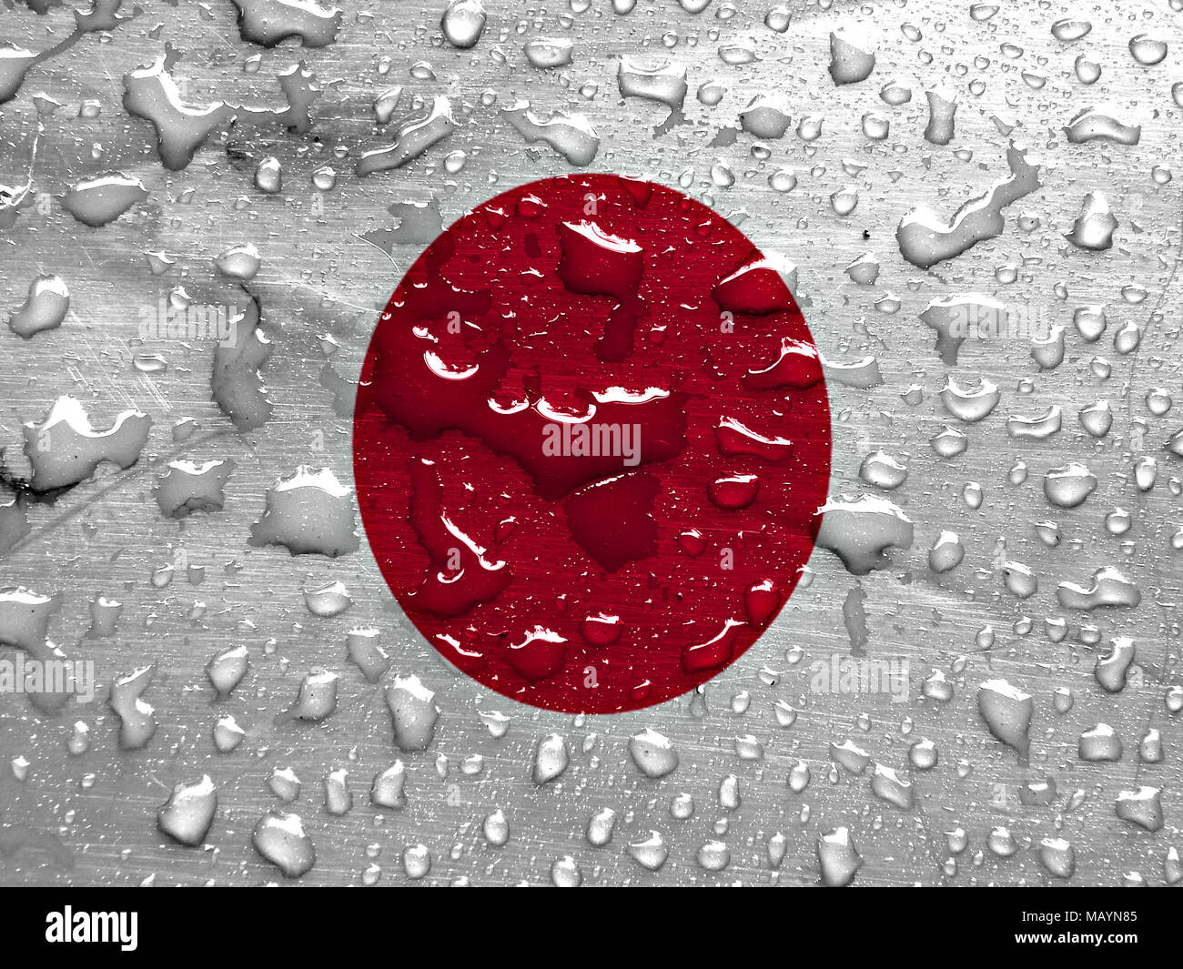 flag of Japan with rain drops Stock Photo - Alamy
