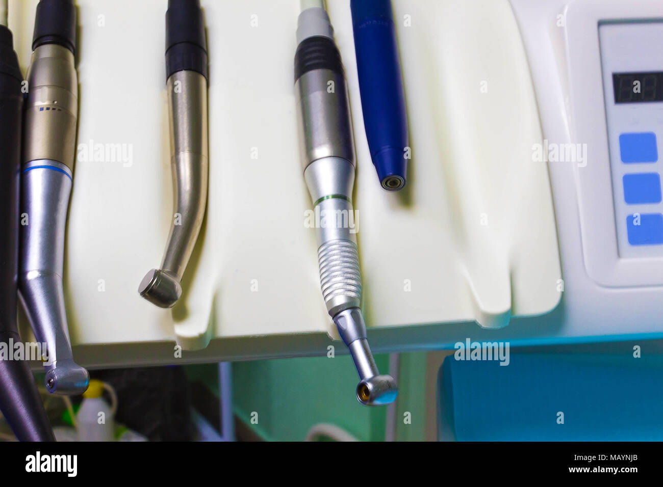 Different dental instruments and tools in a dentists office Stock Photo ...
