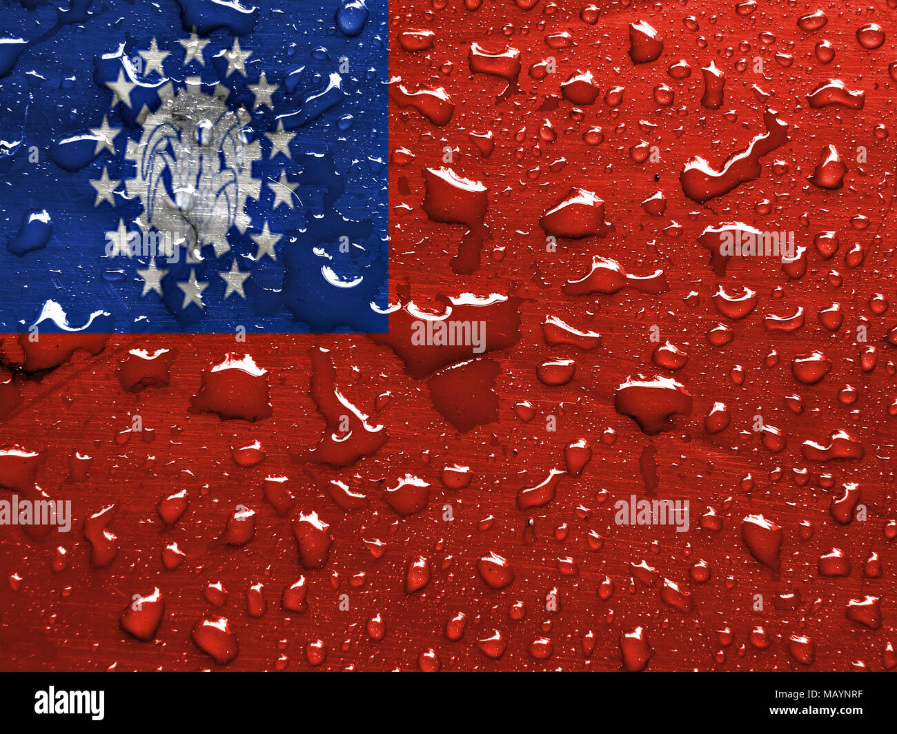 flag of Myanmar with rain drops Stock Photo - Alamy