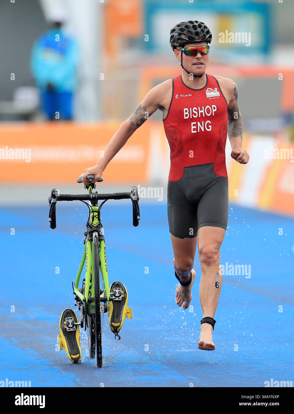 England's Thomas Bishop competes in the Men's Triathlon Final at the ...