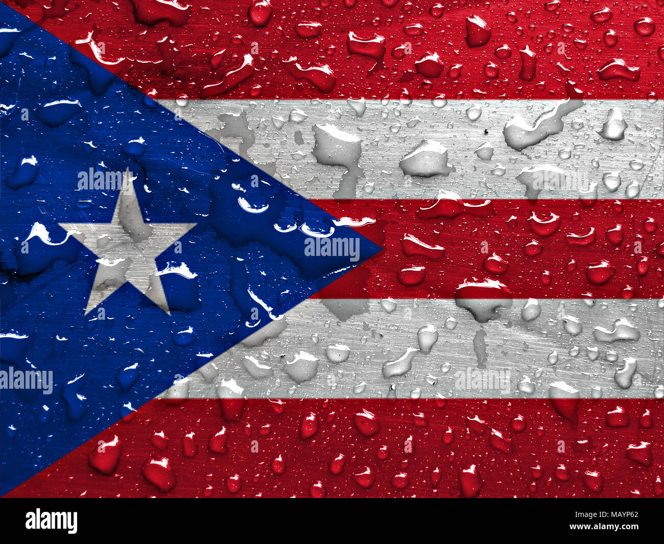 flag of Puerto Rico with rain drops Stock Photo - Alamy