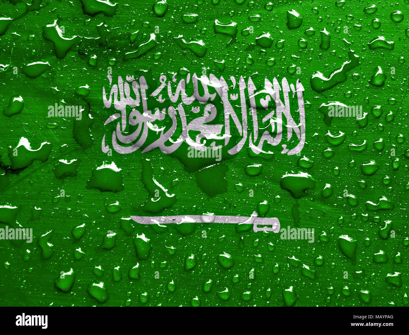 flag of Saudi Arabia with rain drops Stock Photo - Alamy
