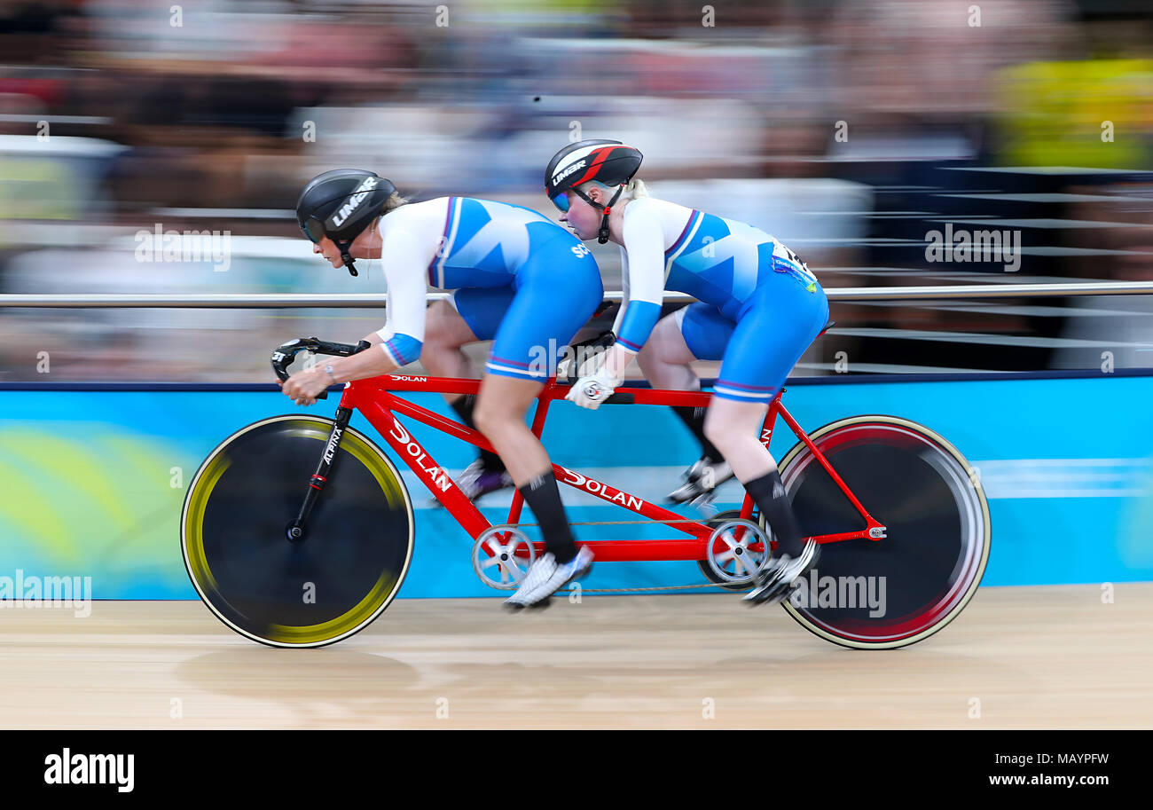 Scotland's Louise Haston (left) and Aileen McGlynn compete in the Women ...