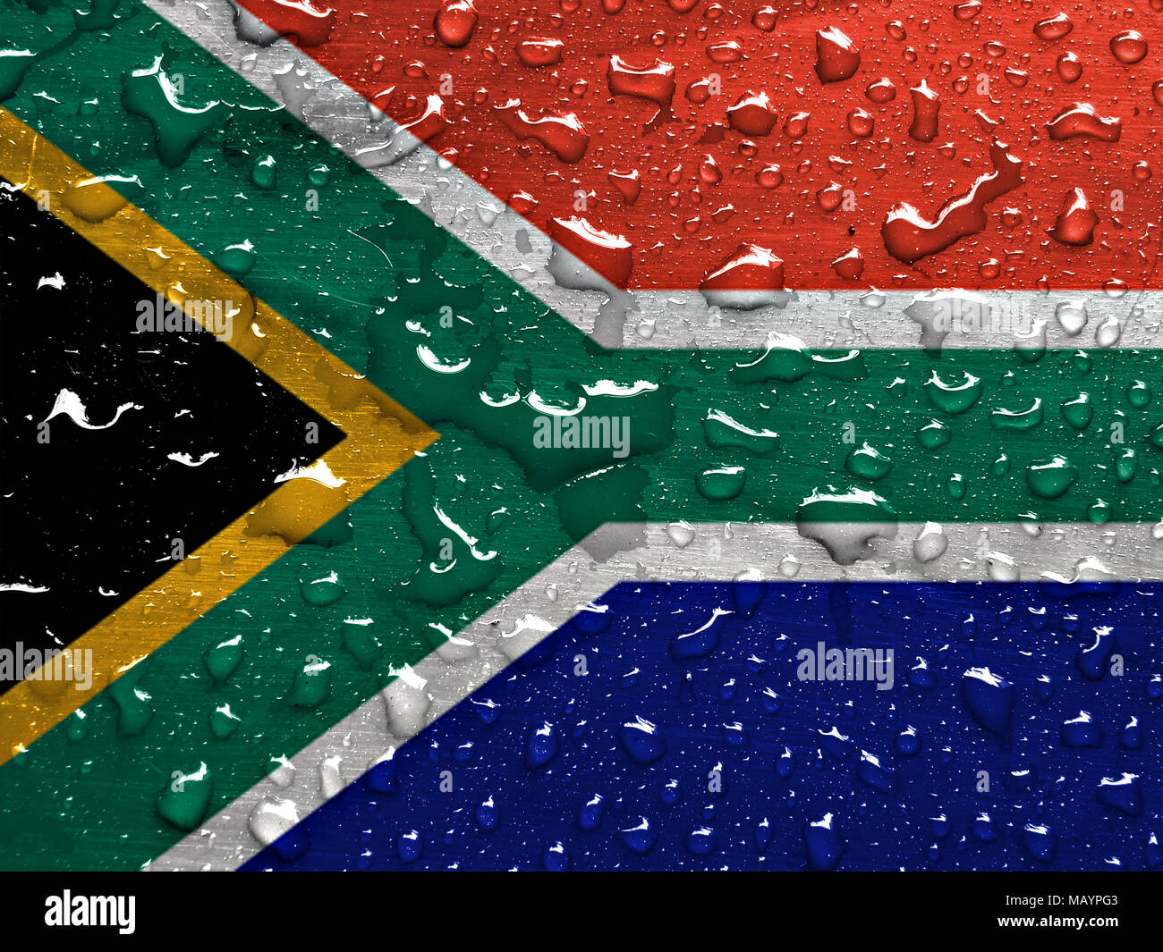flag of South Africa with rain drops Stock Photo - Alamy