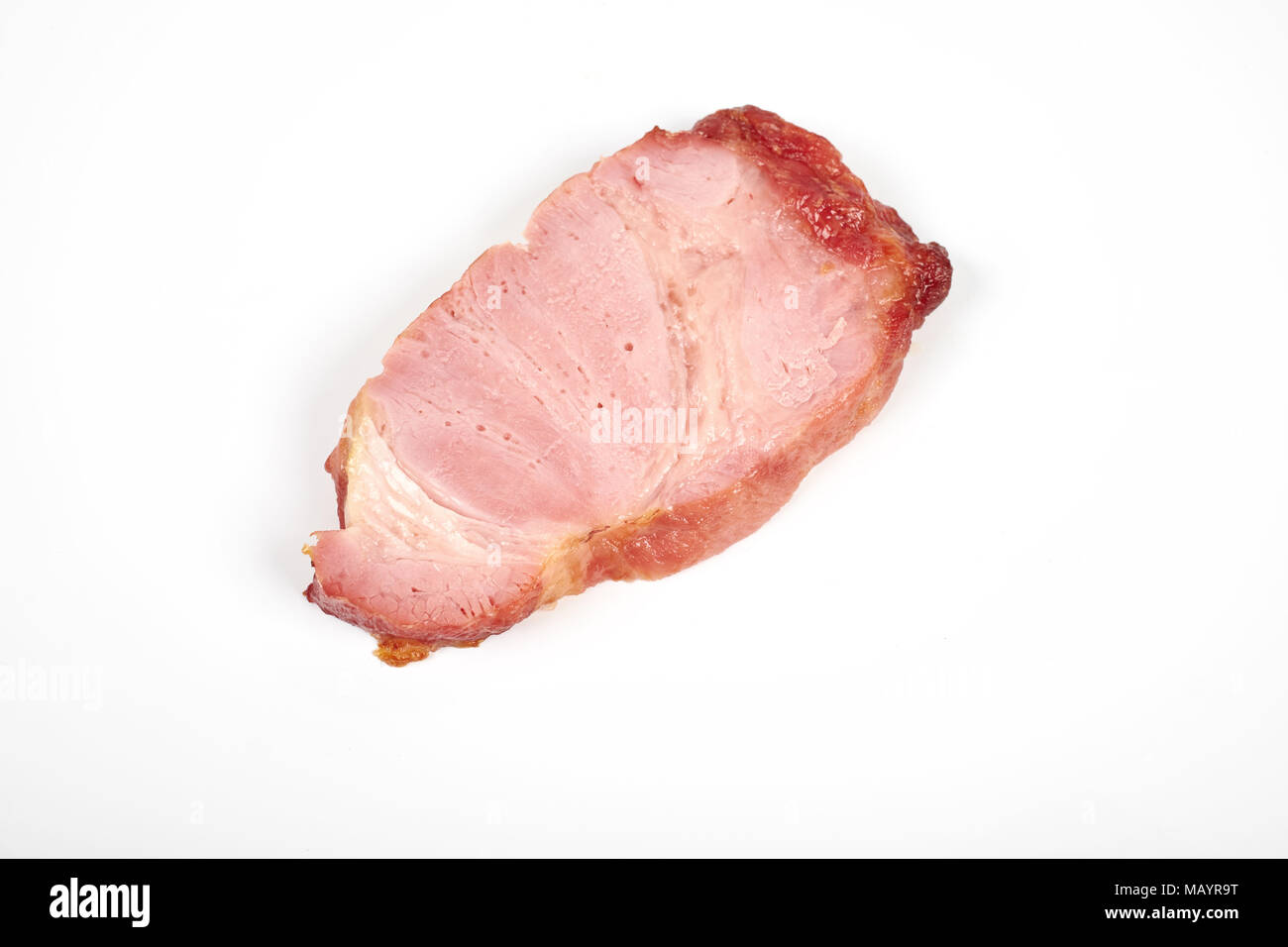 roasted pork slices isolated on white background Stock Photo - Alamy