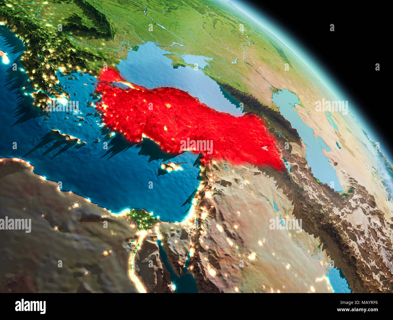 Turkey satellite 3d map hi-res stock photography and images - Alamy