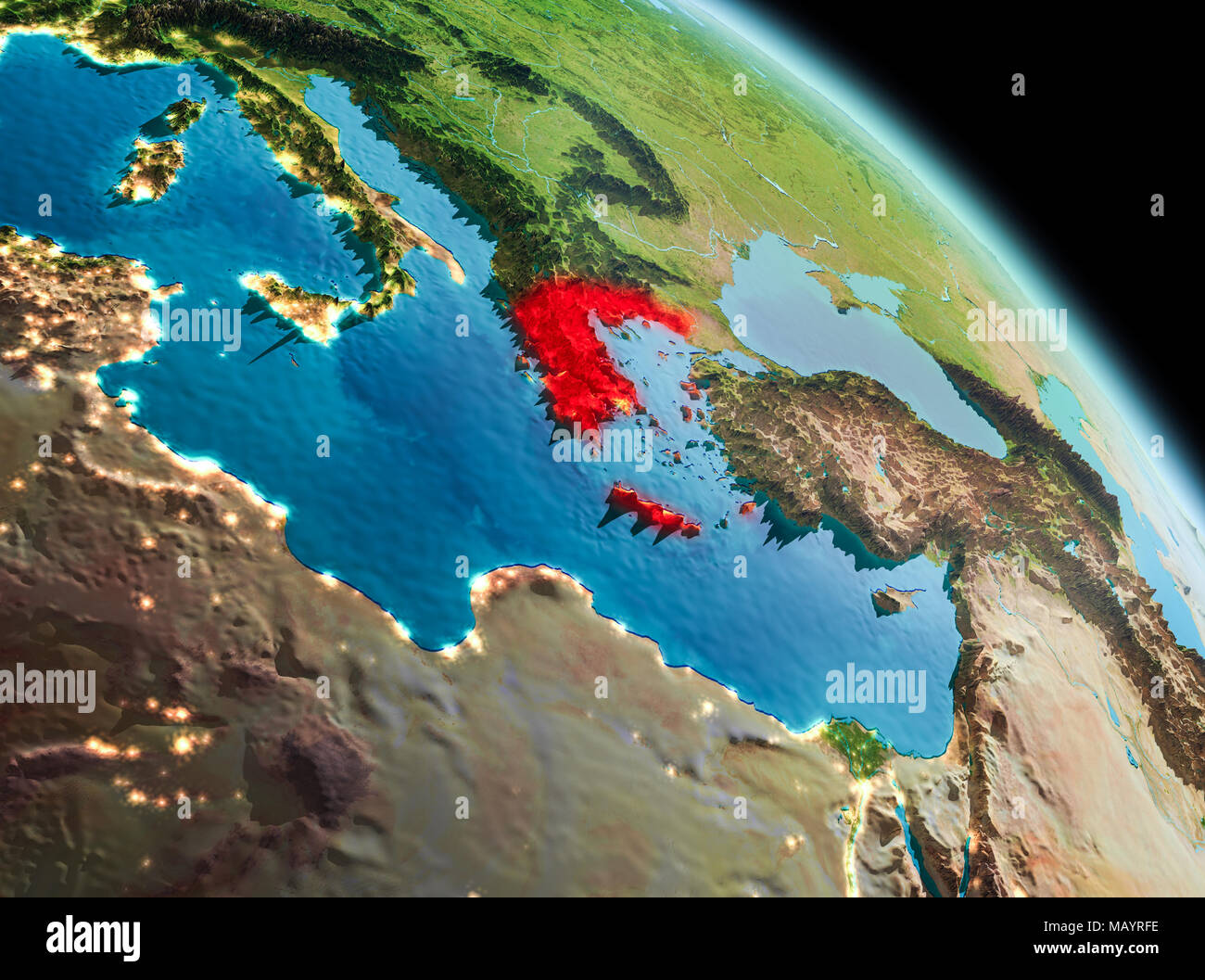 3d satellite image of greece hi-res stock photography and images - Alamy