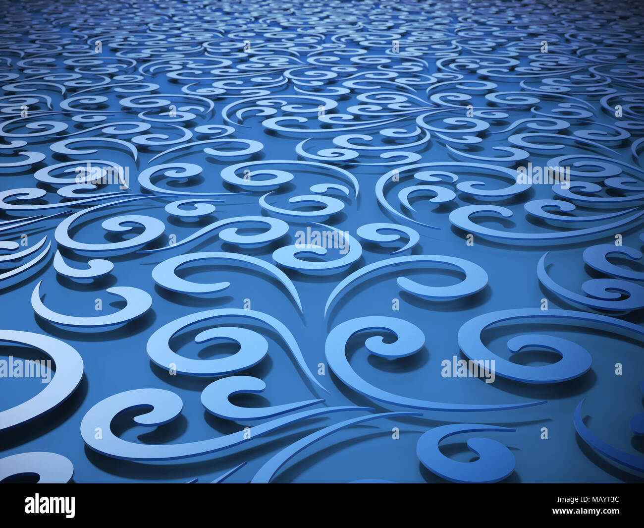 Abstract horizontal blue floral background. 3D illustration Stock Photo ...