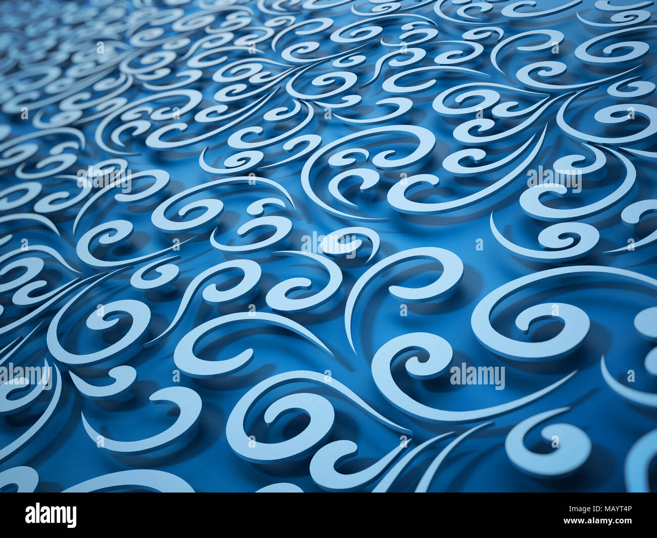 Abstract horizontal blue floral background. 3D illustration Stock Photo ...