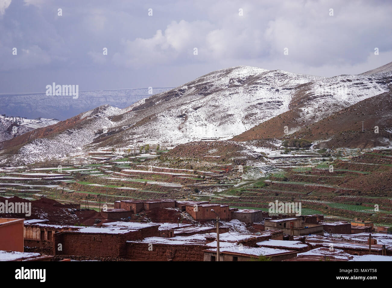 Snow Mountain View, Atlas Mountain, Morocco Stock Photo - Alamy