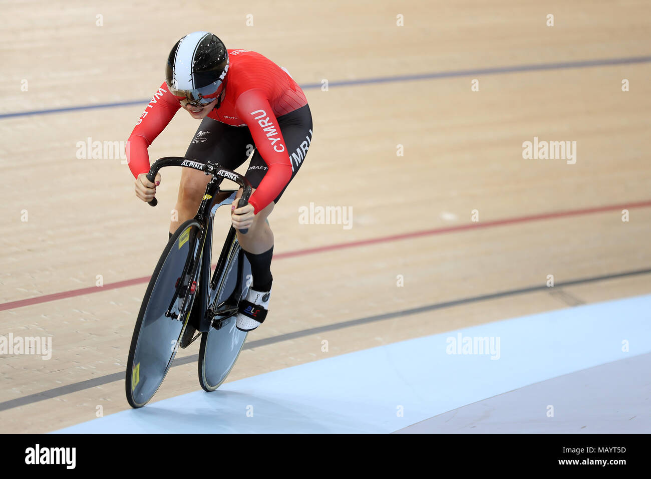 Wales' Eleanor Coster in action in the Women's Team Sprint Qualifying ...