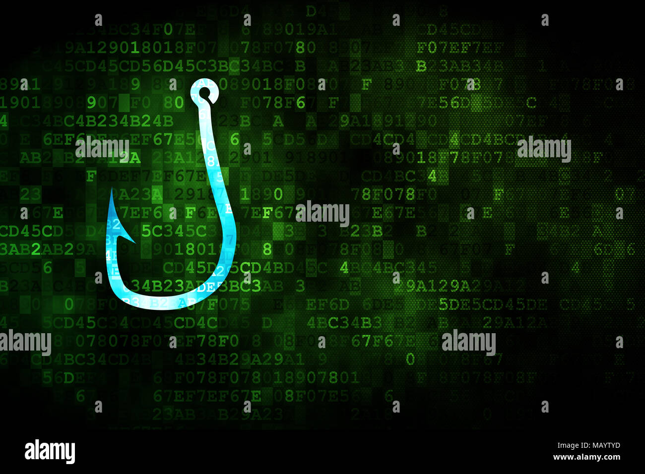 Safety concept: pixelated Fishing Hook icon on digital background ...