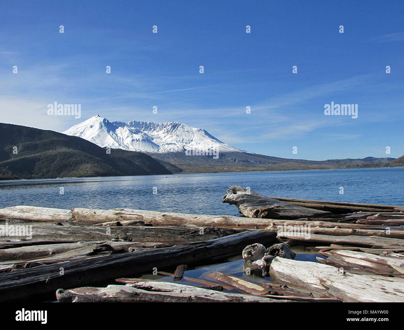 Spirit Lake at Mt St Helens in WA Stock Photo - Alamy