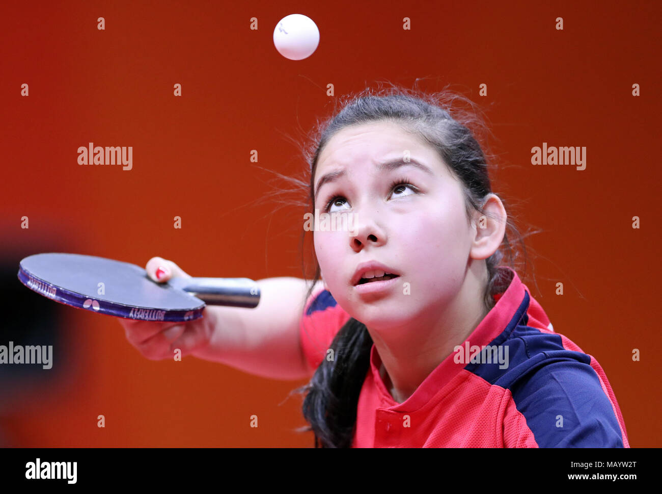 Wales' Anna Hursey in action during the Women's Team Group match at ...