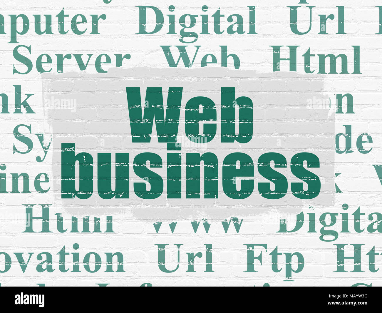 Web development concept: Painted green text Web Business on White Brick ...