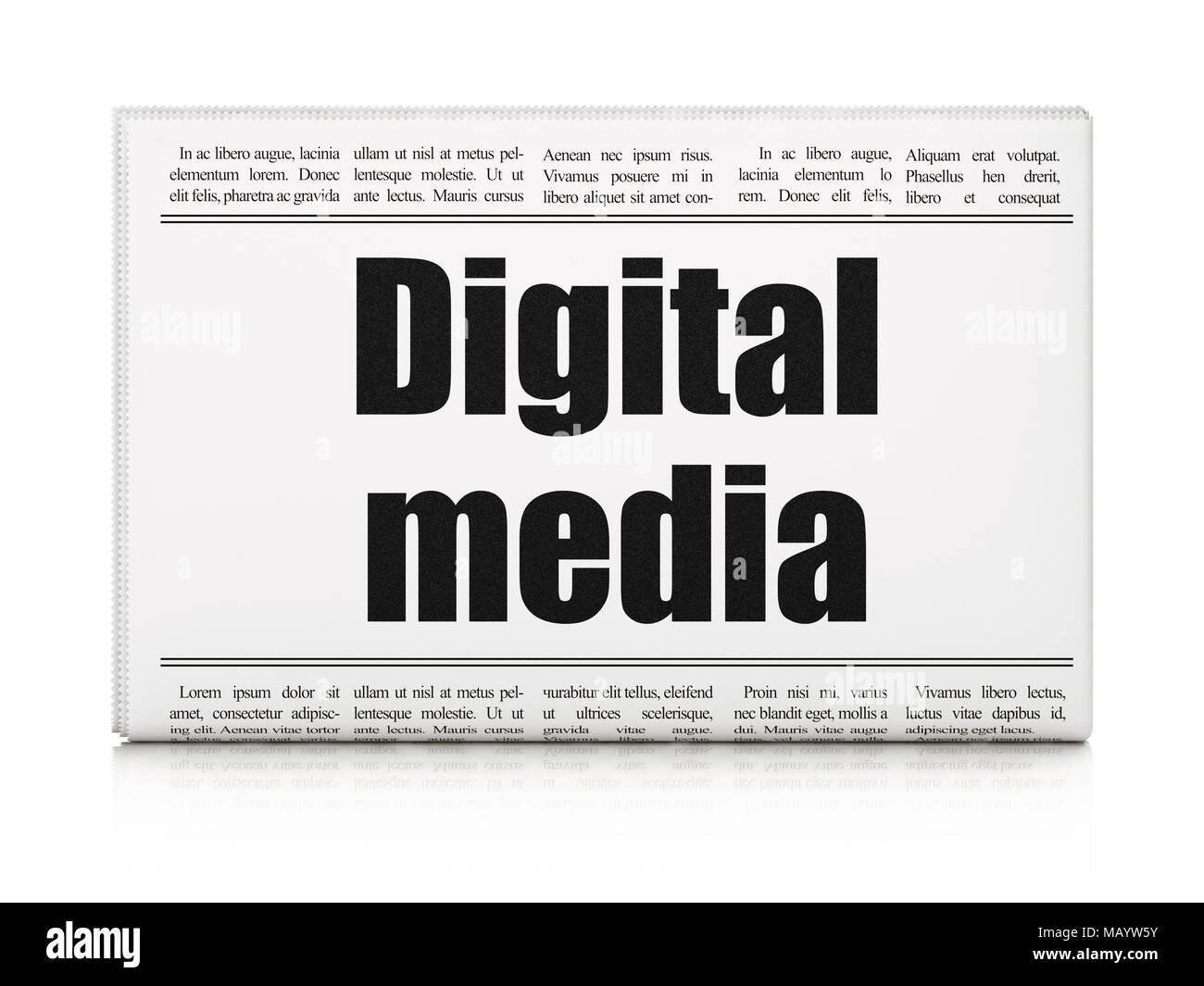 Marketing concept: newspaper headline Digital Media on White background ...