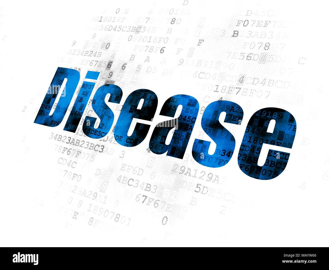 Medicine concept: Pixelated blue text Disease on Digital background ...