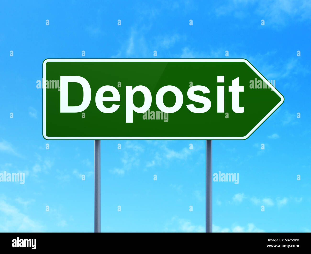 Money concept: Deposit on road sign background Stock Photo - Alamy
