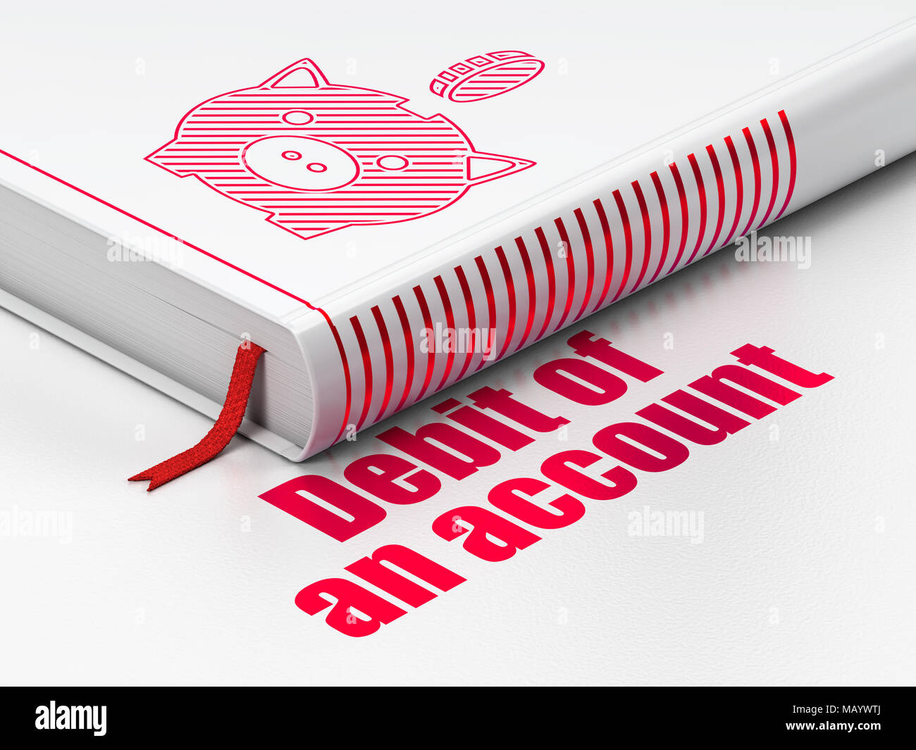 Currency concept: book Money Box With Coin, Debit of An account on ...