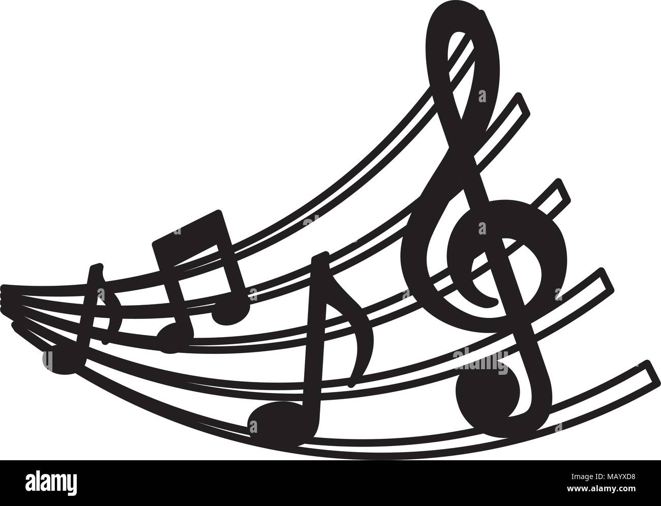 set of music notes and staff image Stock Vector Image & Art - Alamy