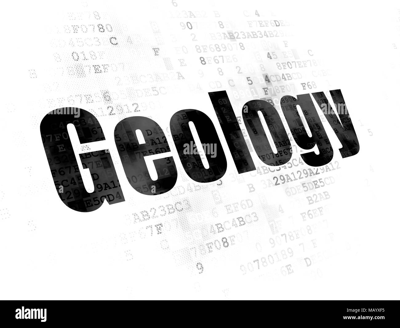 Science concept: Pixelated black text Geology on Digital background ...