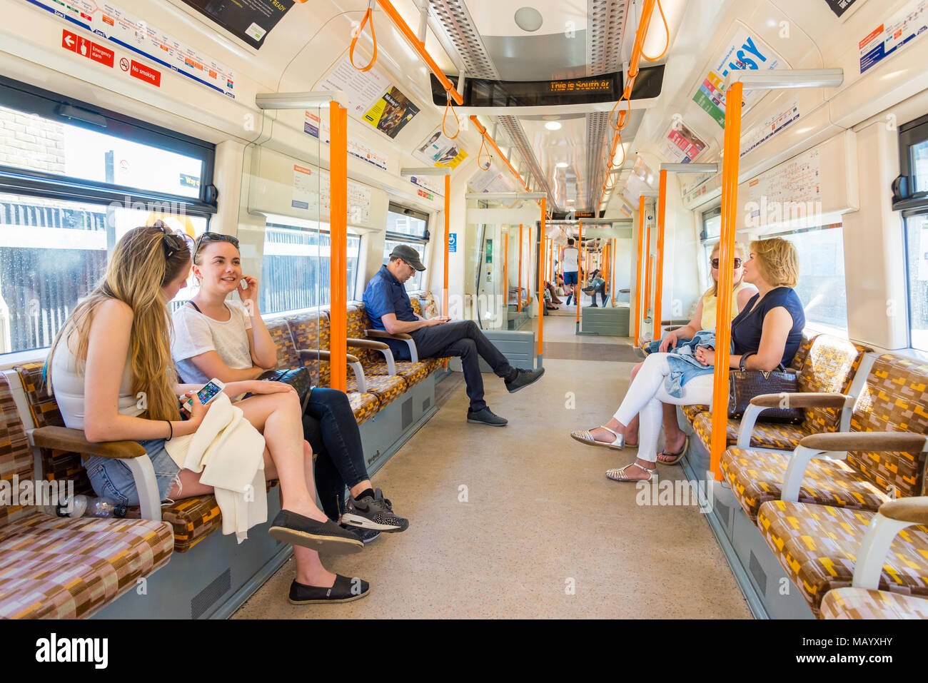 Inside a London Overground train, UK Stock Photo - Alamy