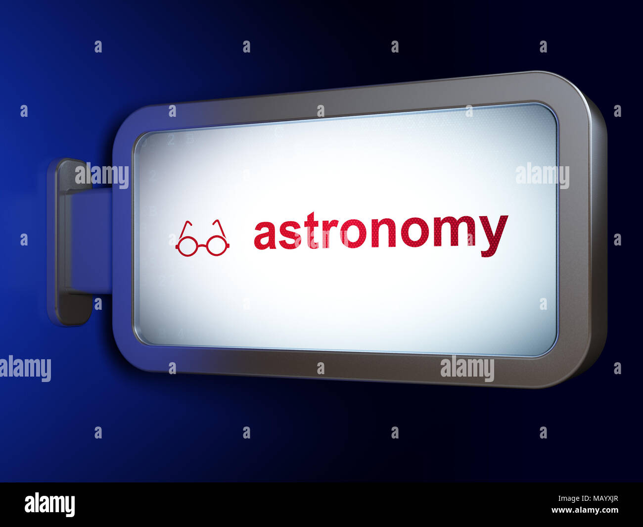 Studying concept: Astronomy and Glasses on advertising billboard ...