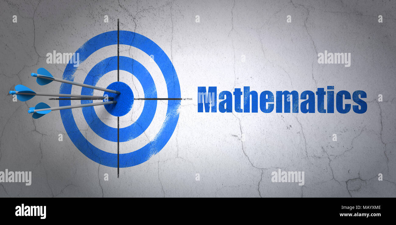 Studying concept: target and Mathematics on wall background Stock Photo ...
