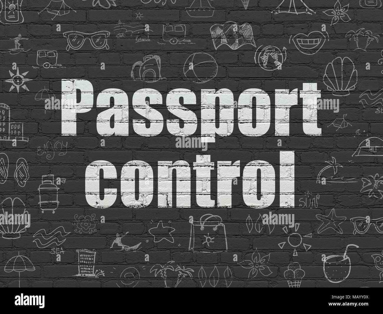 Travel concept: Passport Control on wall background Stock Photo - Alamy