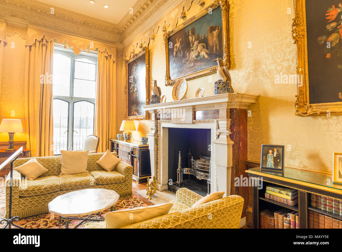 Yellow Drawing Room, Leeds Castle, Kent, UK Stock Photo - Alamy