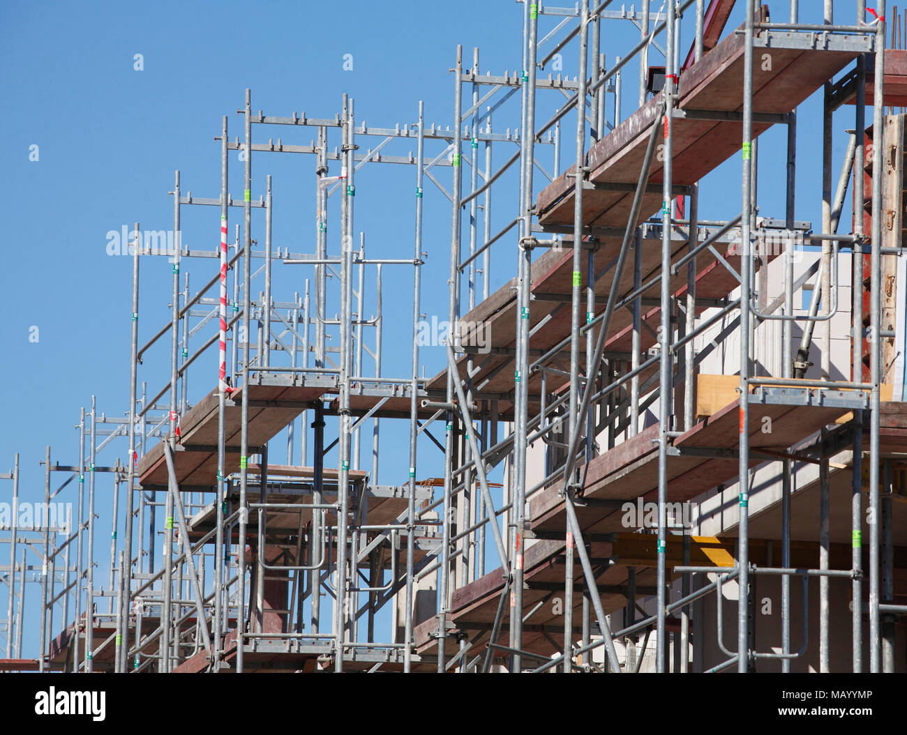 Scaffolded residential building, construction site, Germany Stock Photo ...