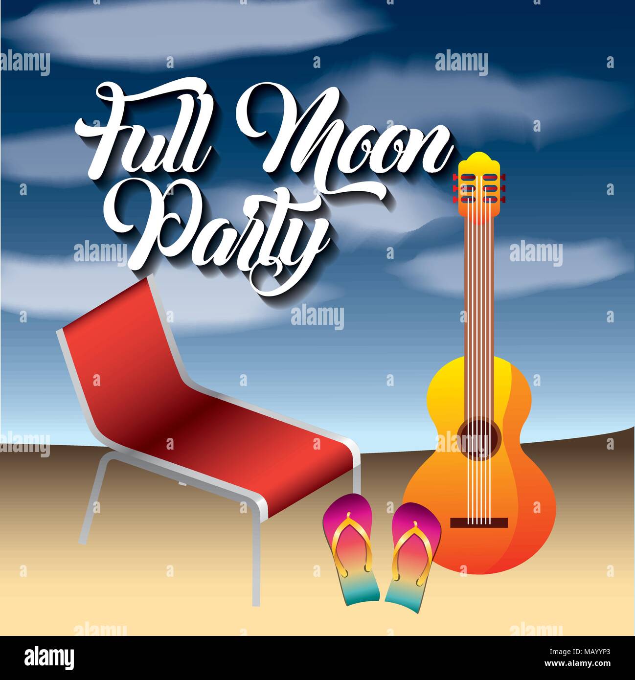 Full moon party beach Stock Vector Images - Alamy